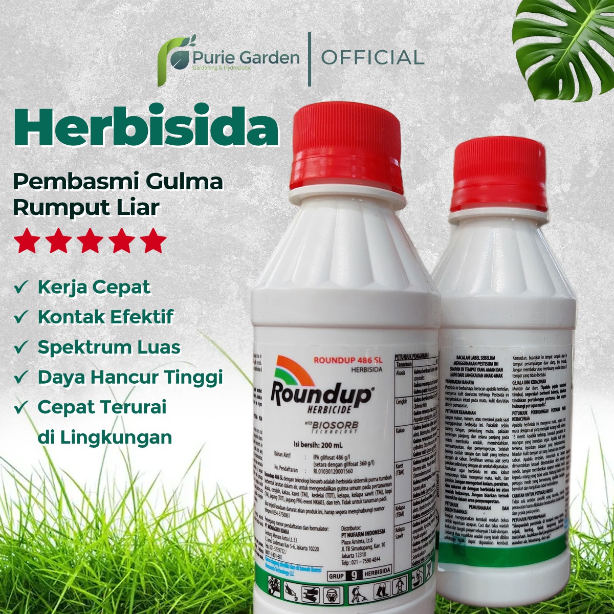 Herbisida Roundup 486SL Racun Pembasmi Rumput & Gulma 200 ML