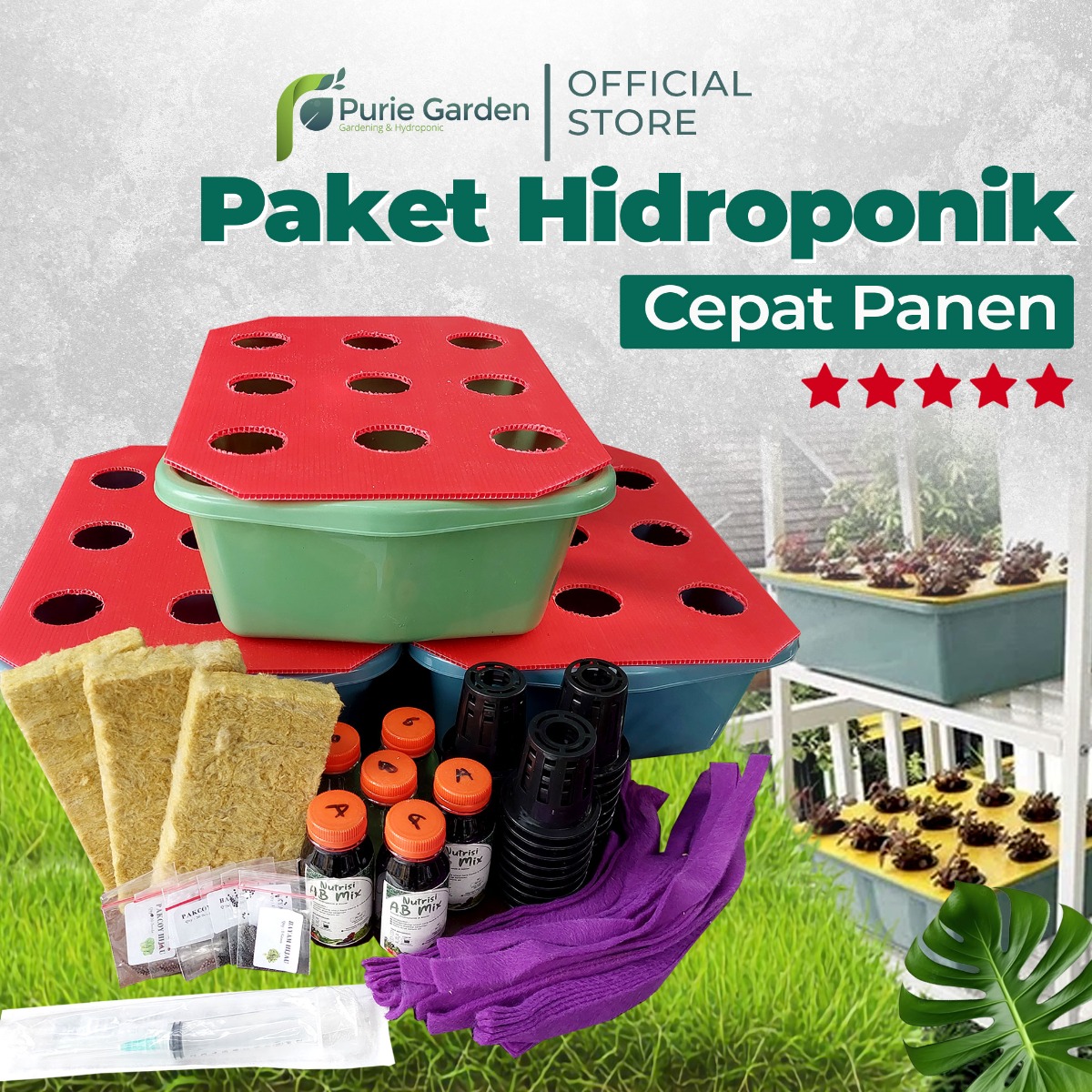 Paket Hidroponik Lengkap Pemula Cepat Panen Mini Wick System