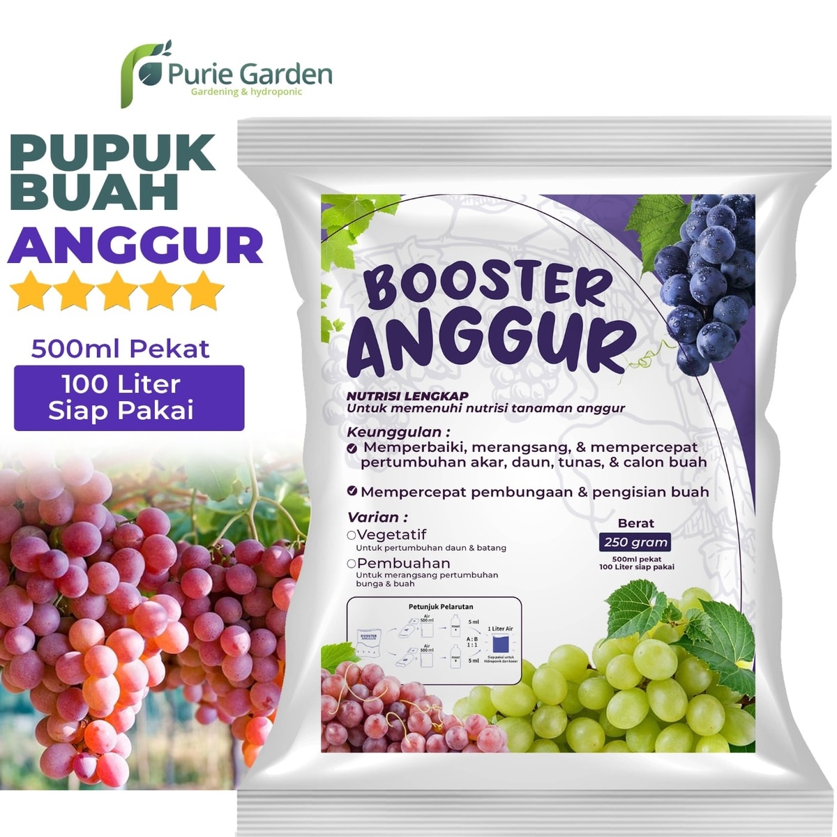 Pupuk Booster Anggur Cepat Berbuah AB Mix Anggur 250Gr 100 Liter