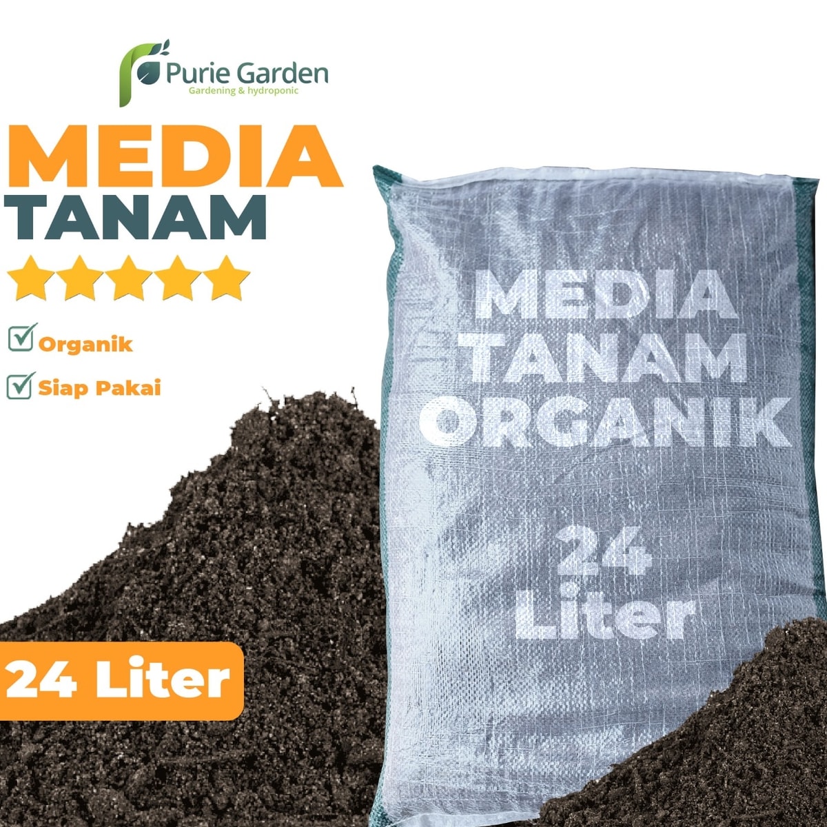 Media Tanam Organik Siap Pakai Per Sak 24Liter Purie Garden