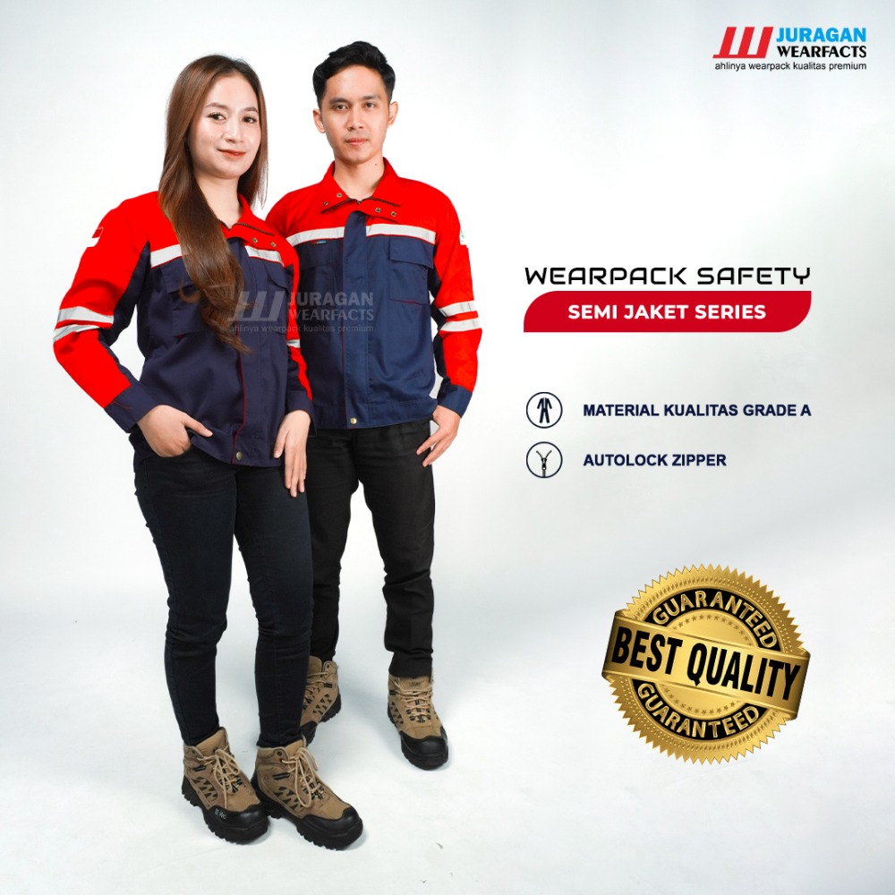 Wearpack Safety Semijaket Merah-Navy (JW.WAT-09)