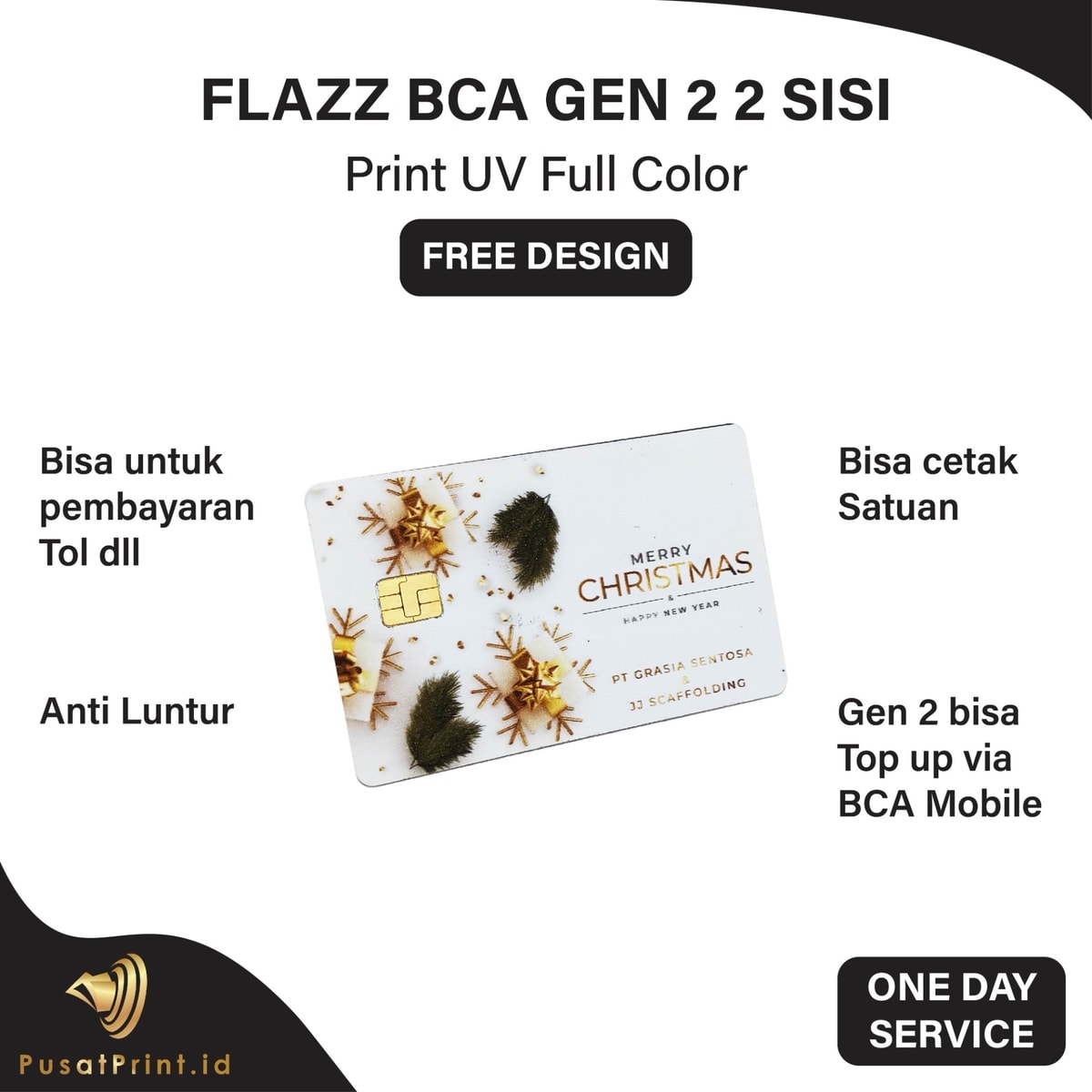 Custom Kartu Flazz BCA Gen 2 E Toll Saldo 0 2 Sisi Murah Print UV