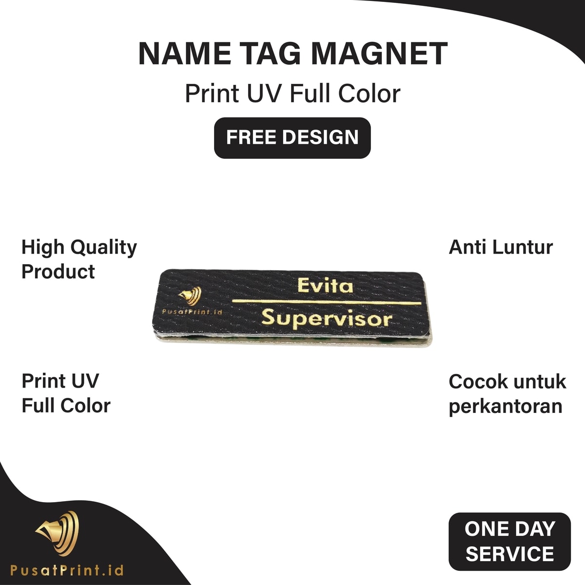 Custom Name Tag Magnet Office Harga Murah Souvenir/Promosi Print UV