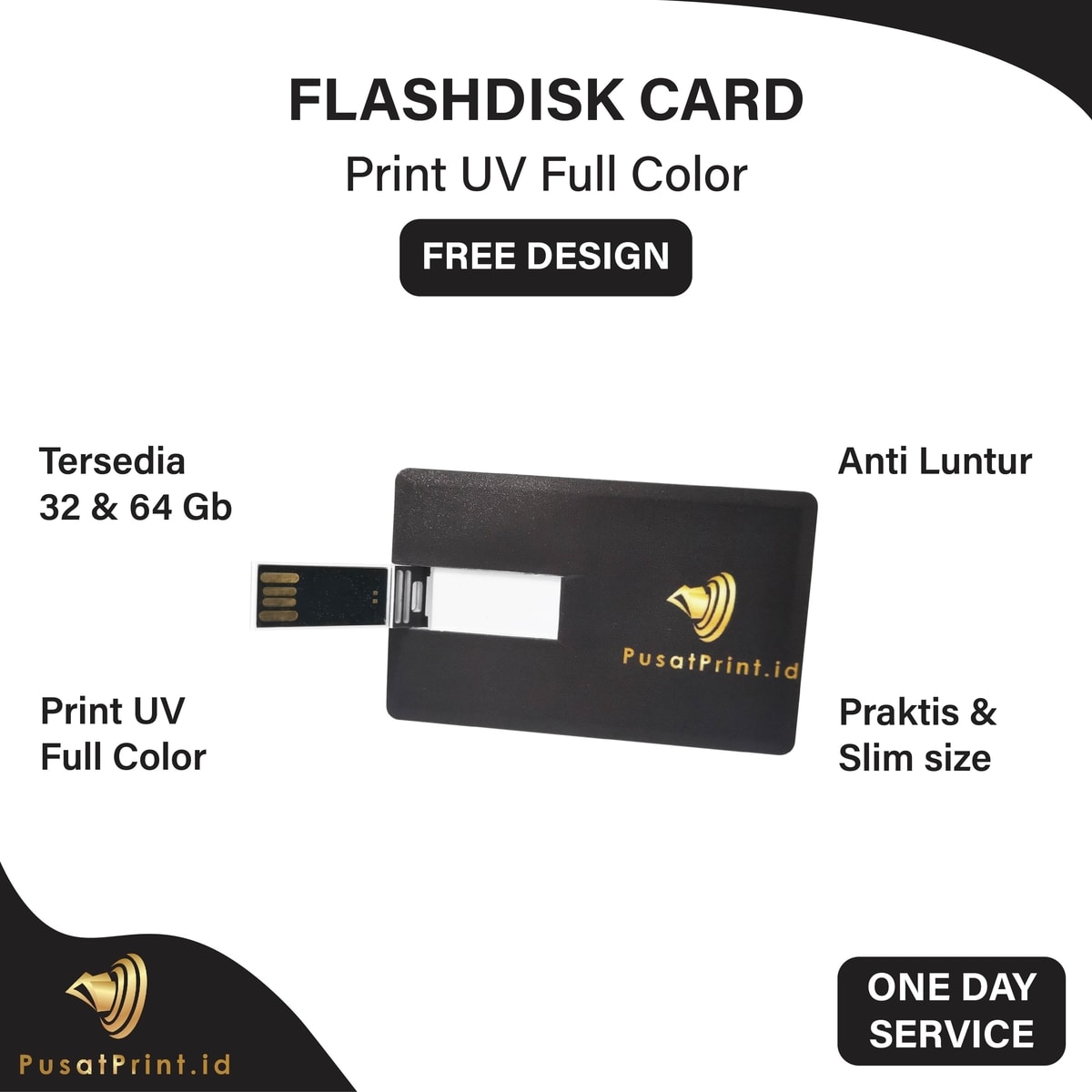Custom Flashdisk Card 64 GB Harga Murah Souvenir/Promosi Print UV