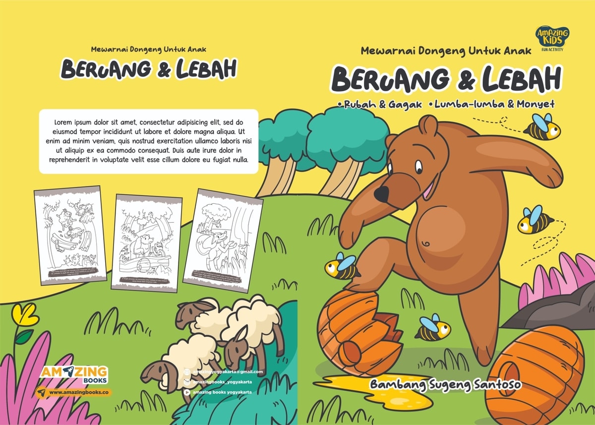 Mewarnai Dongeng Untuk Anak : Beruang & Lebah