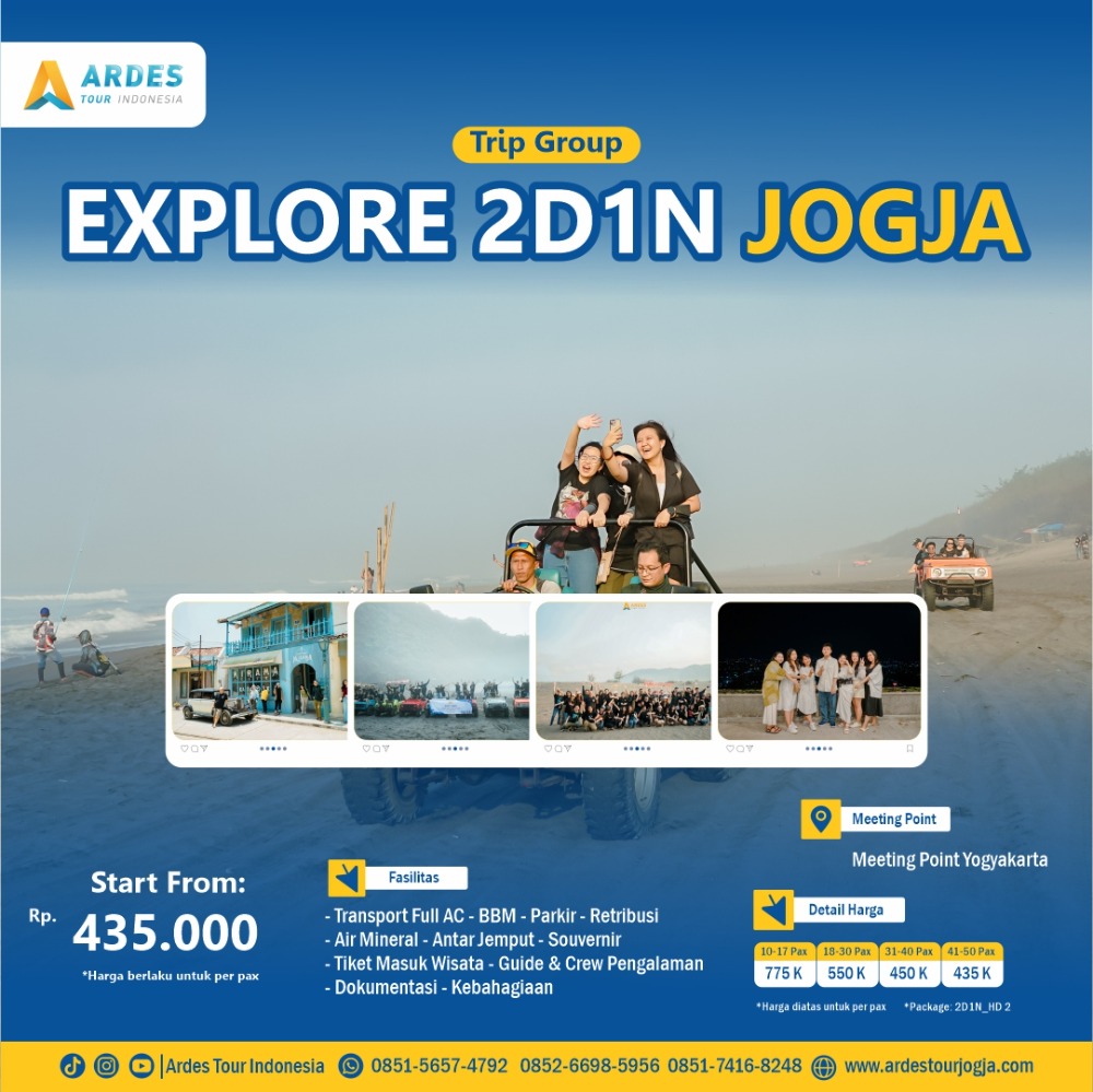 Paket Tour Jogja Group 2 Hari 1 Malam (Hot Deal 2 - Full Wisata)