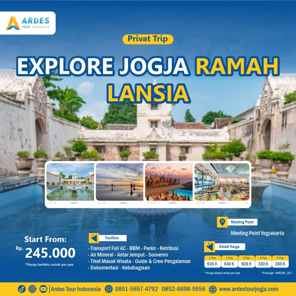 Paket tour jogja wisata 1 hari ramah anak dan lansia