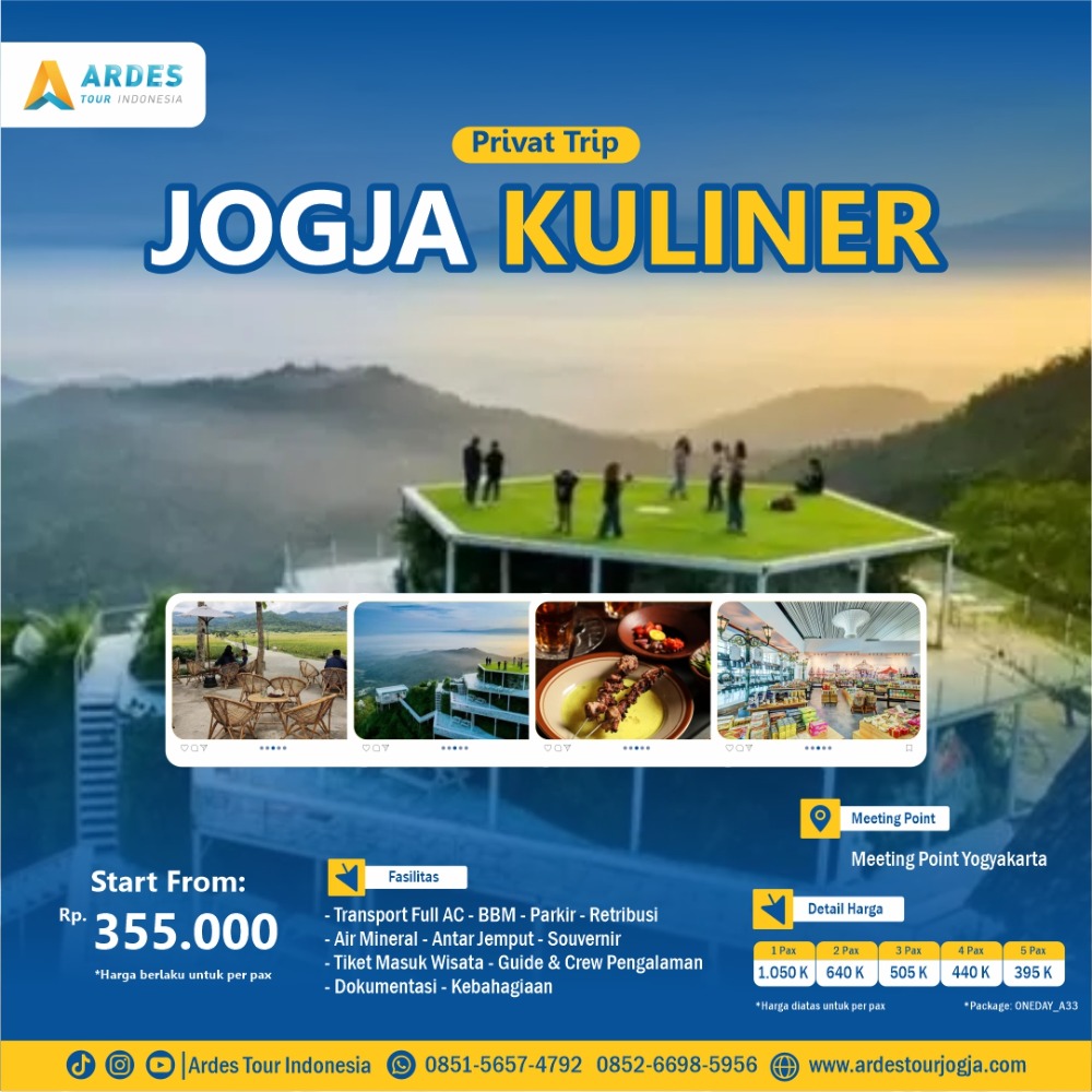 Paket tour jogja wisata 1 hari kuliner khas