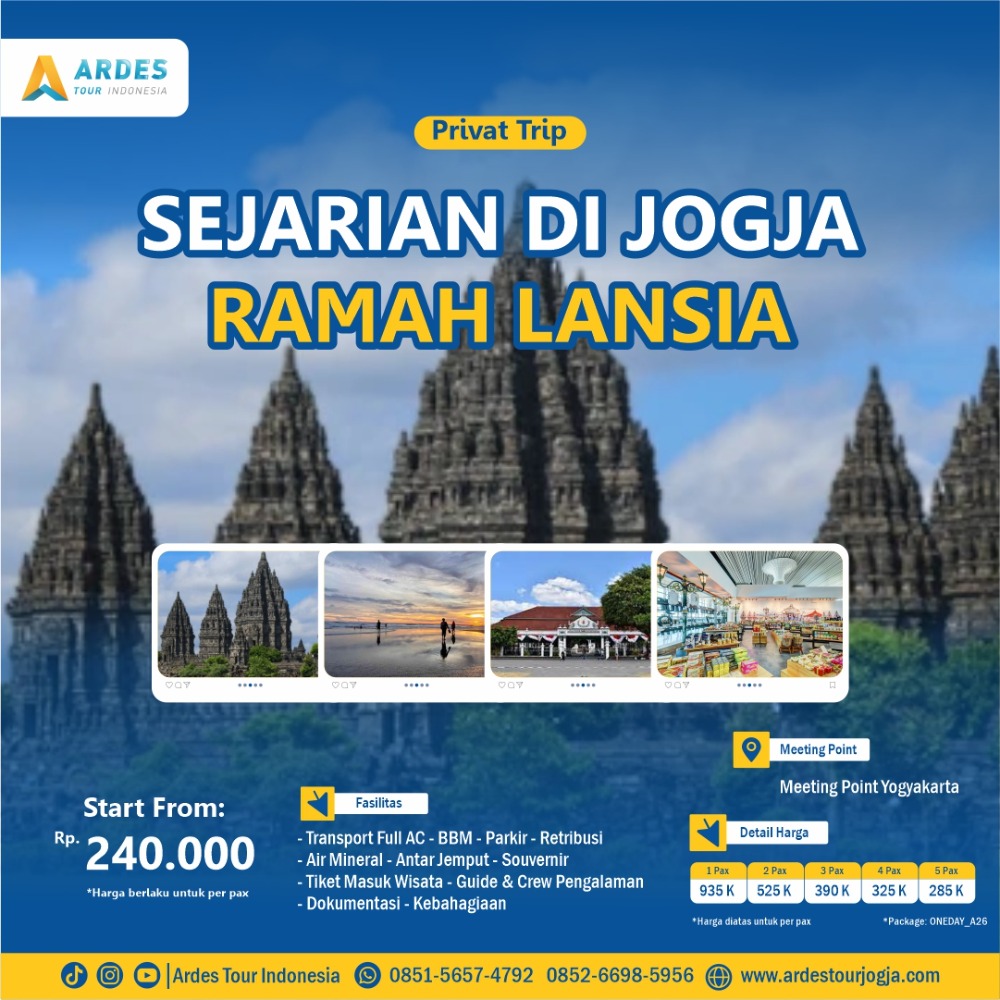 Paket tour jogja wisata 1 hari ramah lansia