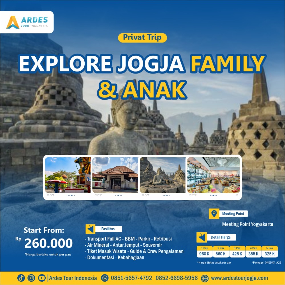 Paket tour jogja wisata 1 hari family dan anak