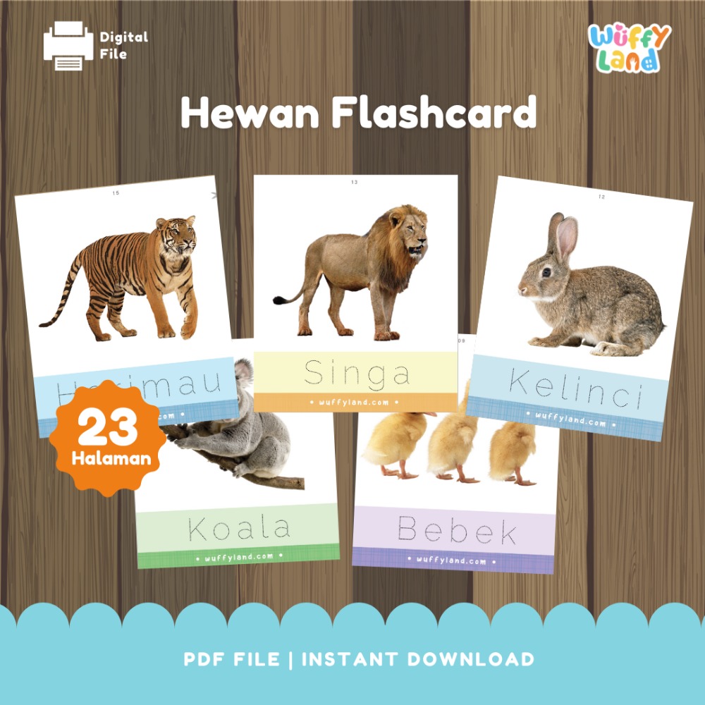 Wuffyland Worksheet Edukasi Anak Indonesia Murah Printable Flashcard Hewan
