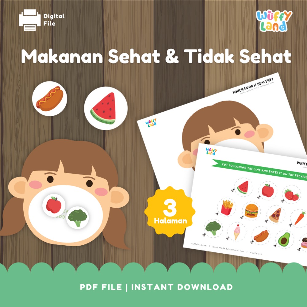 Wuffyland Worksheet Edukasi Anak Indonesia Murah Printable Makanan ...