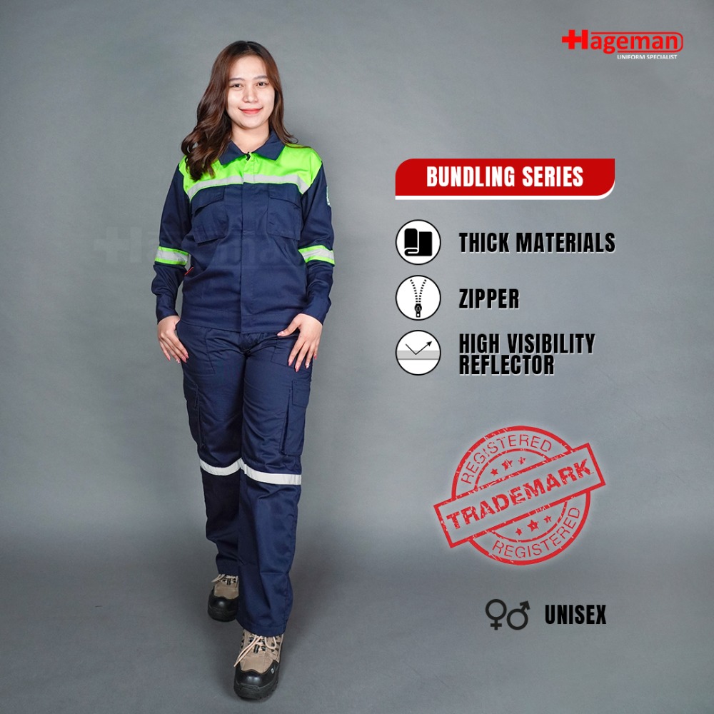 Wearpack Safety Setelan Warna Navy-Hijau Stabilo (HG.STL-03)