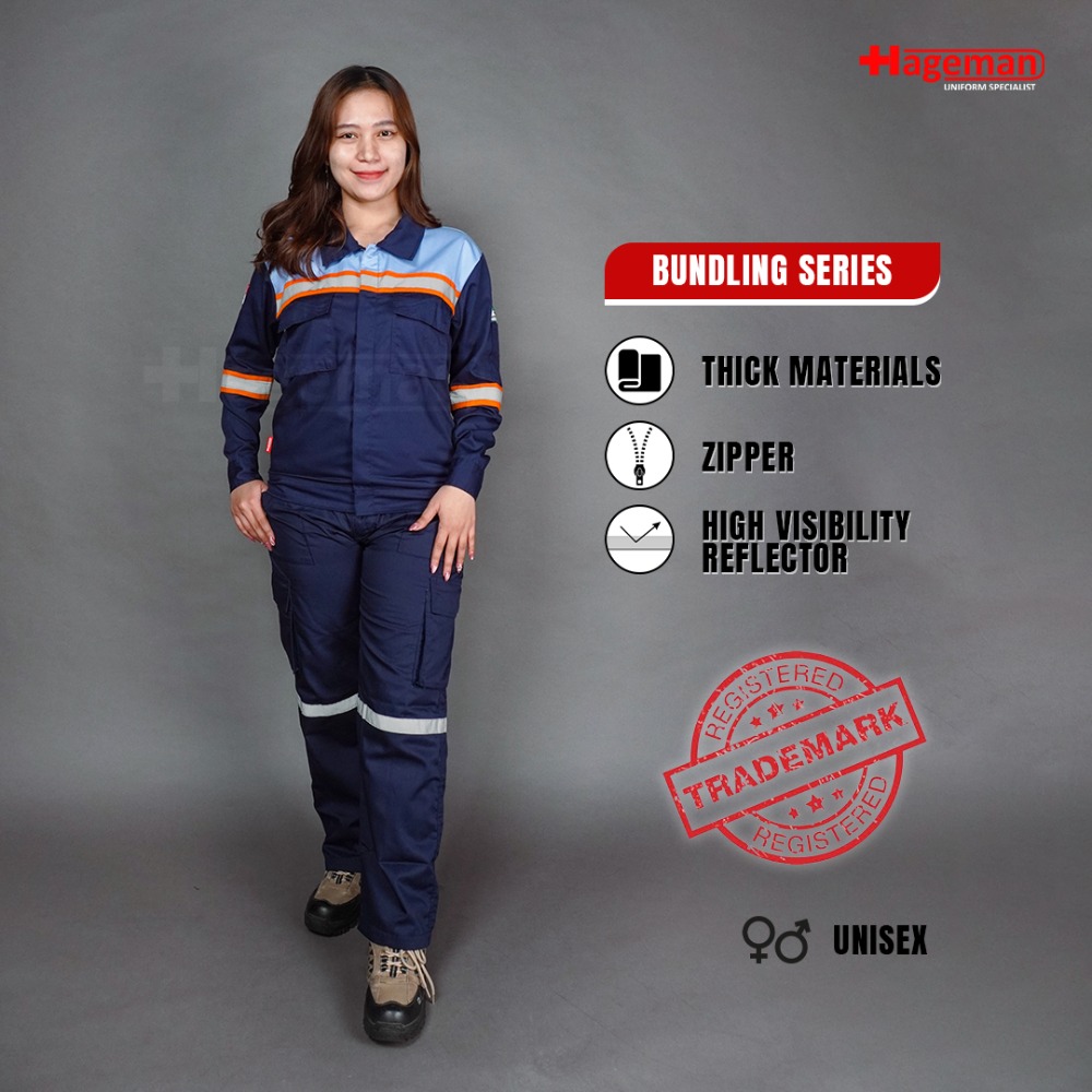 Wearpack Safety Setelan Warna Navy-Biru Telor Asin (HG.STL-04)