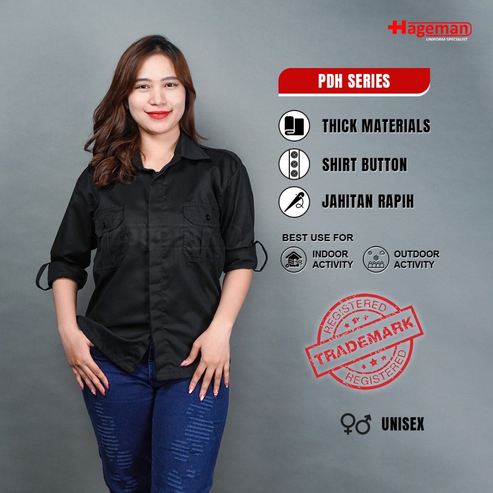Baju PDH / Kemeja PDH Warna Hitam (Hageman-WAT-45)