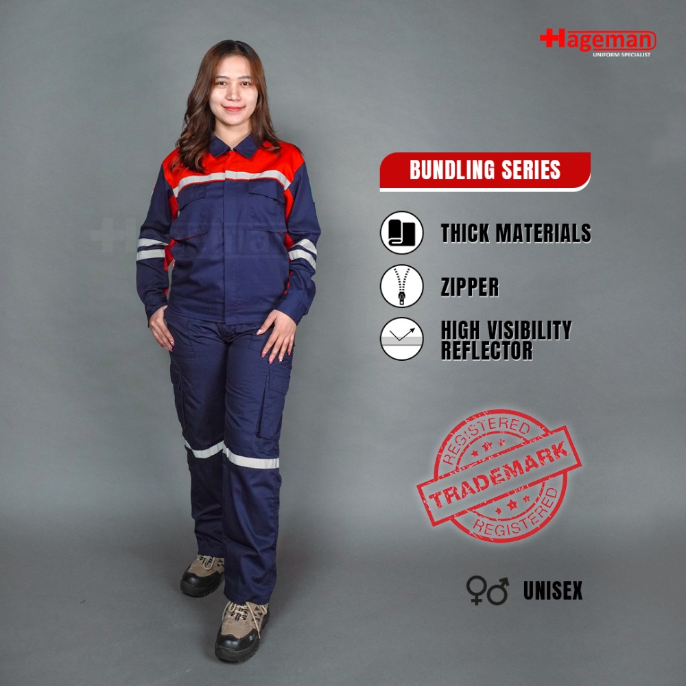 Wearpack Safety Setelan Warna Navy-Merah (HG.STL-05)