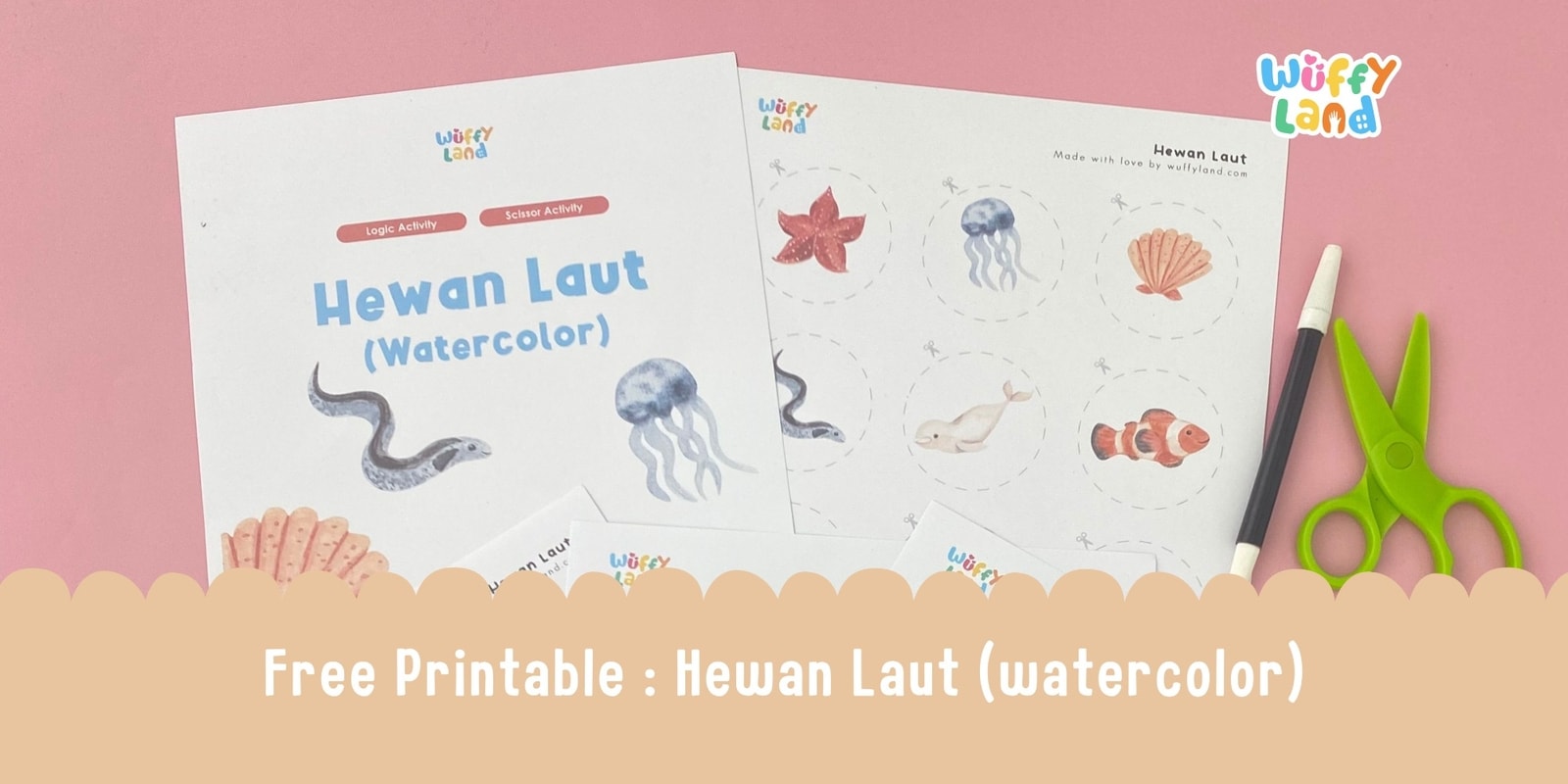 Free Printable - Hewan Laut Watercolor