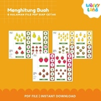 Wuffyland Worksheet Edukasi Anak Indonesia Murah Printable Menghitung Buah