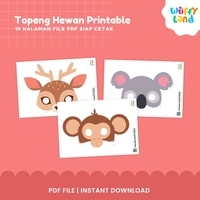 Wuffyland Worksheet Edukasi Anak Indonesia Murah Printable Topeng Hewan
