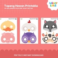 Wuffyland Worksheet Edukasi Anak Indonesia Murah Printable Topeng Hewan