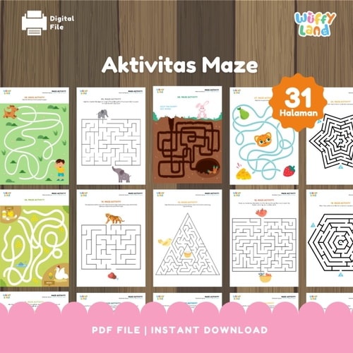 Wuffyland Worksheet Edukasi Anak Indonesia Murah Printable Aktivitas Maze