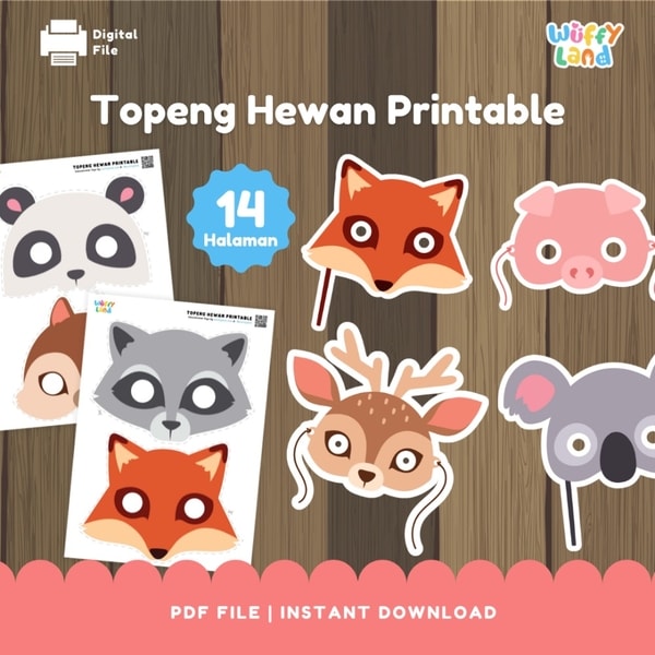 Wuffyland Worksheet Edukasi Anak Indonesia Murah Printable Topeng Hewan