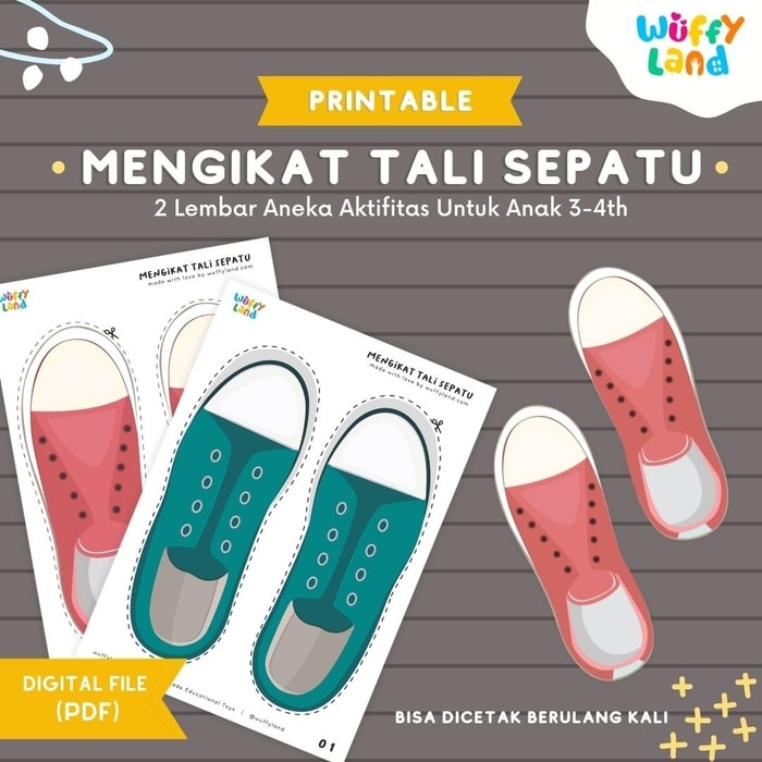 [DIGITAL FILE] Worksheet Mengikat Tali Sepatu, Lembar Kerja Anak Paud ...