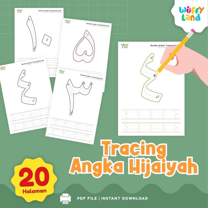 Wuffyland Worksheet Edukasi Anak Indonesia Murah Tracing Angka Hijaiyah